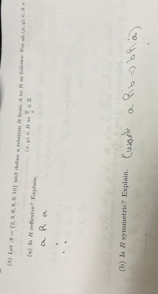 Solved (5) Let A={2,3,6,8,9,10} and define a relation R from | Chegg.com