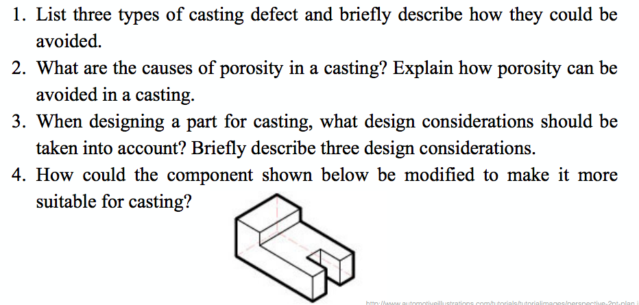 Solved 1. List three types of casting defect and briefly | Chegg.com
