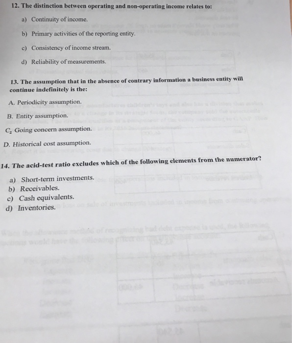 Solved 12. The distinction between operating and | Chegg.com