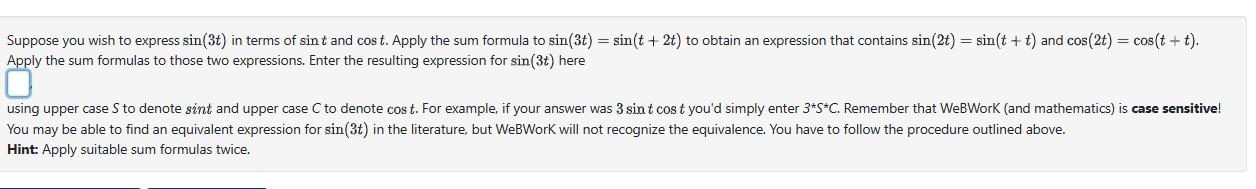 Solved Suppose you wish to express sin(3t) in terms of sint | Chegg.com