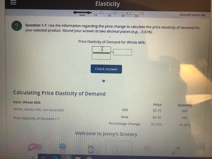 Solved Elasticity Overall Score: 096 L4 Question 1.1: Use | Chegg.com