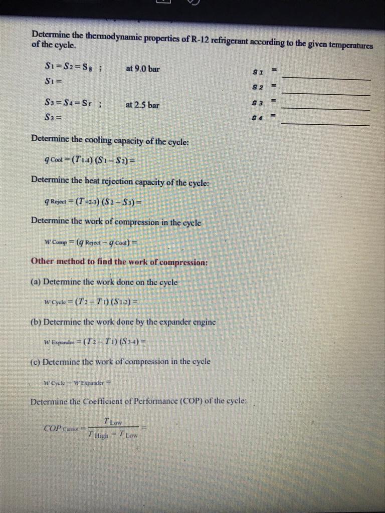 Solved Determine the thermodynamic properties of R-12 | Chegg.com