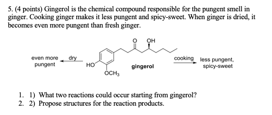 Solved 5. (4 points) Gingerol is the chemical compound | Chegg.com