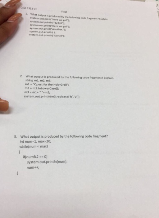 Solved Csci 3333 01 Final 1 What Output Is Produced By The 