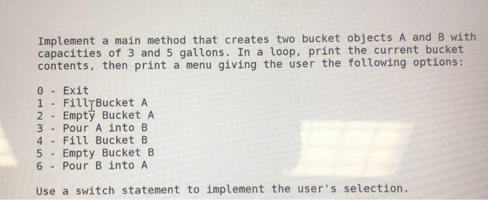 Solved Programming Problem: define a C++ Bucket class with | Chegg.com