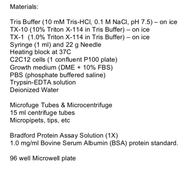 Materials: Tris Buffer (10 mM Tris-HCI, 0.1 M NaCl, | Chegg.com