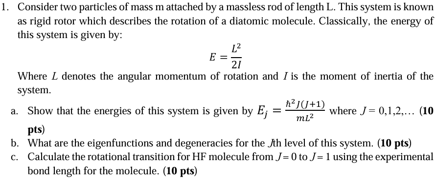 Solved Consider two particles of ﻿mass m ﻿attached by ﻿a | Chegg.com
