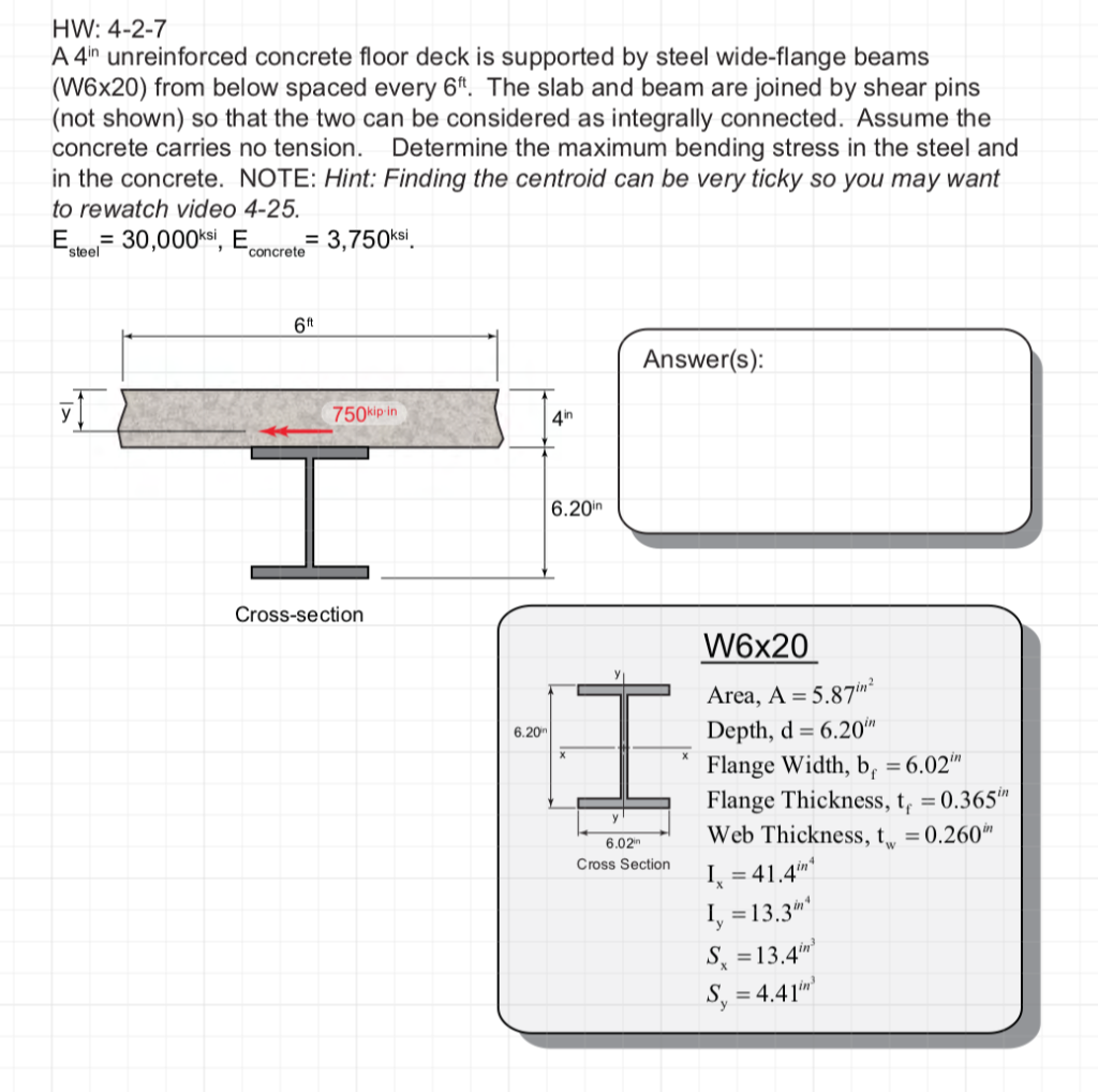 Solved HW: 4-2-7 A 4'n unreinforced concrete floor deck is | Chegg.com Solved HW: 4-2-7 A 4'n unreinforced concrete floor deck is | Chegg.com