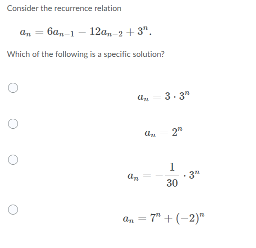 Solved Consider the recurrence relation an = 6an-1 – 12an-2 | Chegg.com