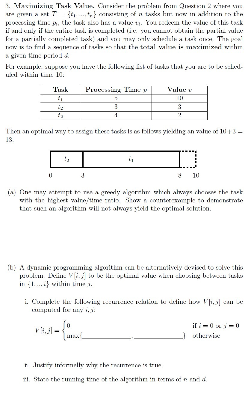 3. Maximizing Task Value. Consider the problem from | Chegg.com