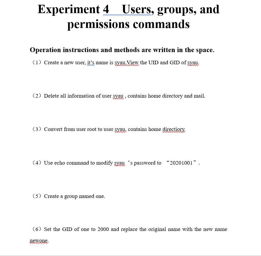 Solved Experiment 4 Users, groups, and permissions commands | Chegg.com