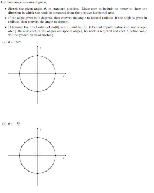 Solved For each angle measure θ given, - Sketch the given | Chegg.com