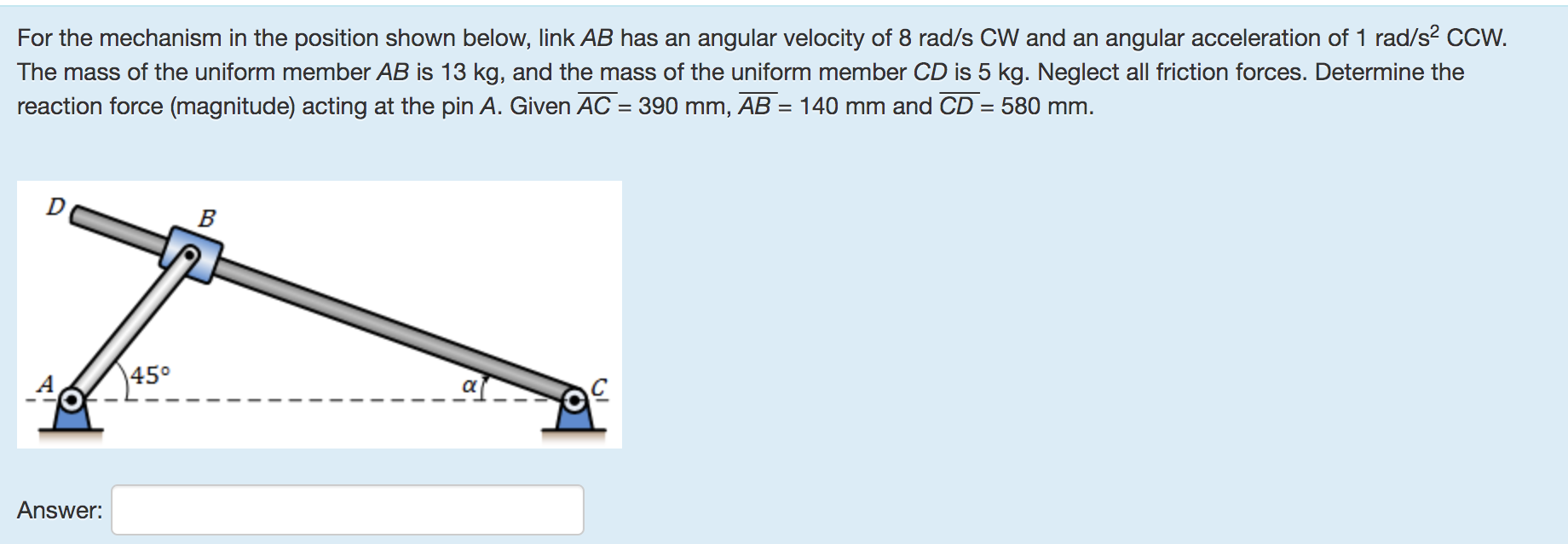 Solved For the mechanism in the position shown below, link | Chegg.com