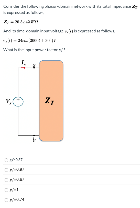 Solved Consider the following phasor-domain network with its | Chegg.com