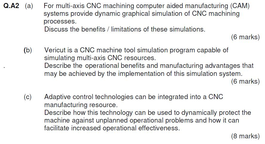 Q.A2 (a) For multi-axis CNC machining computer aided | Chegg.com