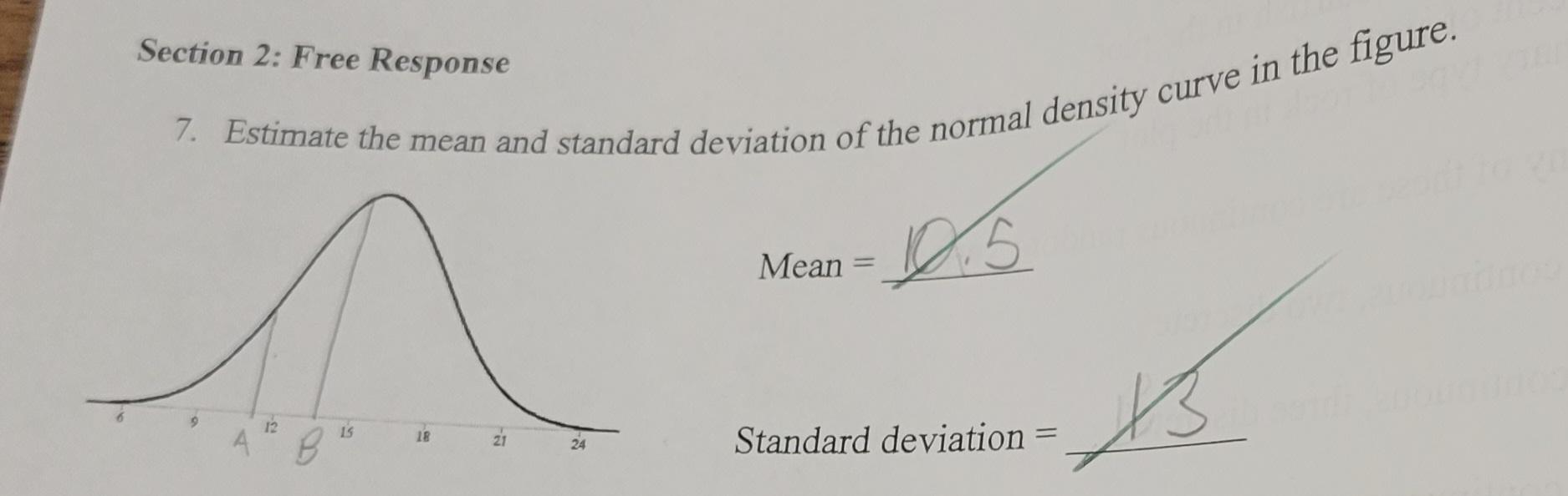 Solved Section 2: Free Response 7. Estimate the mean and | Chegg.com