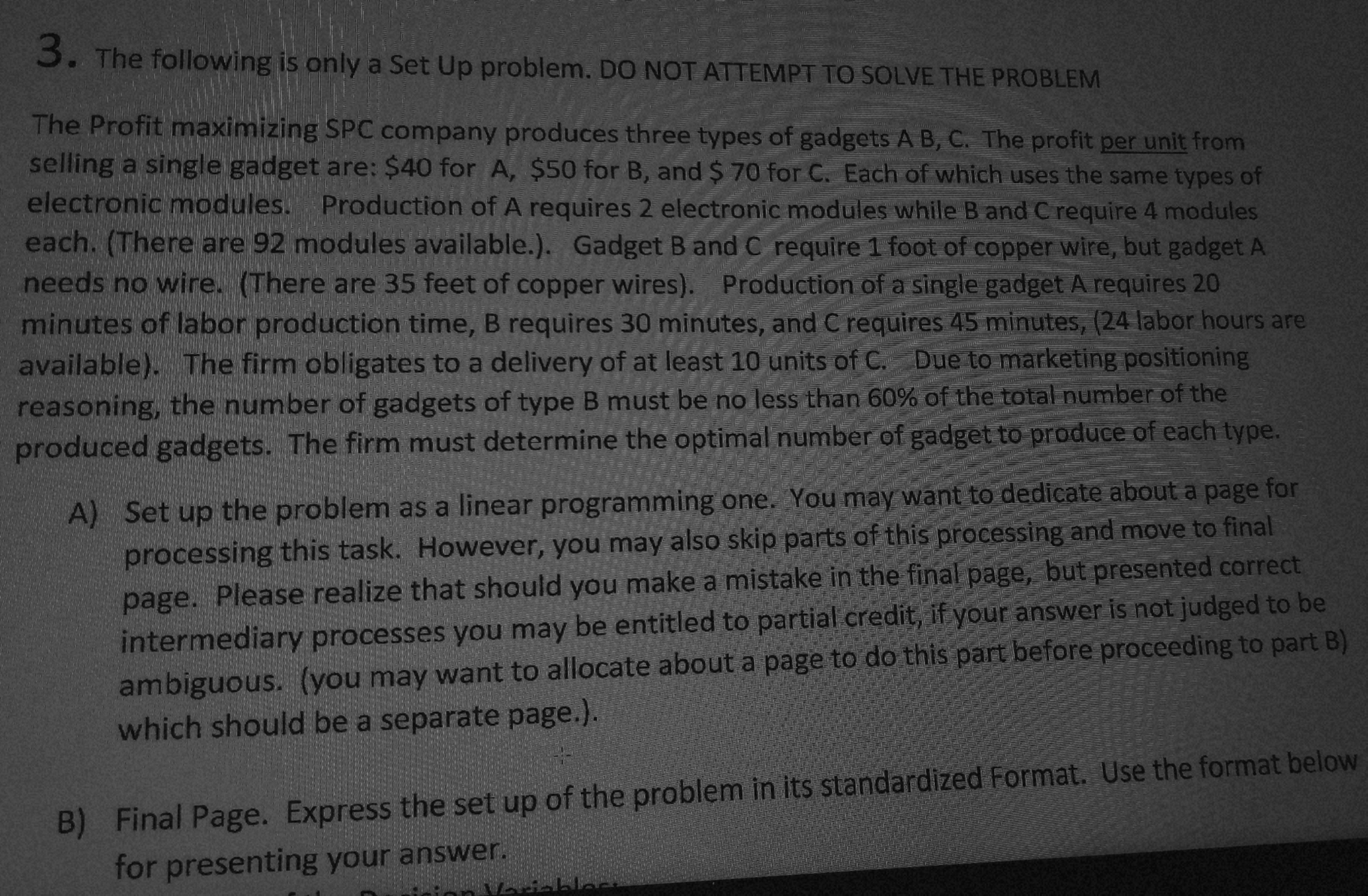 Solved 3. The following is only a Set Up problem. DO NOT | Chegg.com
