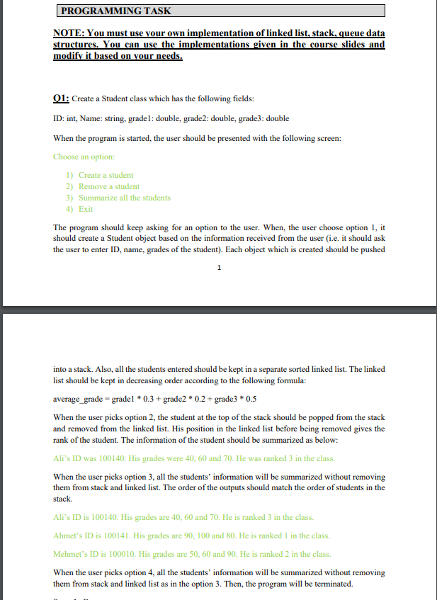 Solved NOTE: You must use vour own implementation of linked | Chegg.com