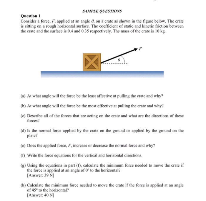Solved SAMPLE QUESTIONs Question Consider a force, F, | Chegg.com