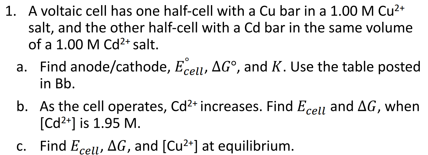 Solved salt, and the other half-cell with a Cd bar in the | Chegg.com
