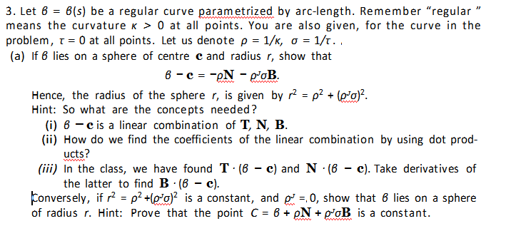 3. Let B=B(s) be a regular curve parametrized by | Chegg.com