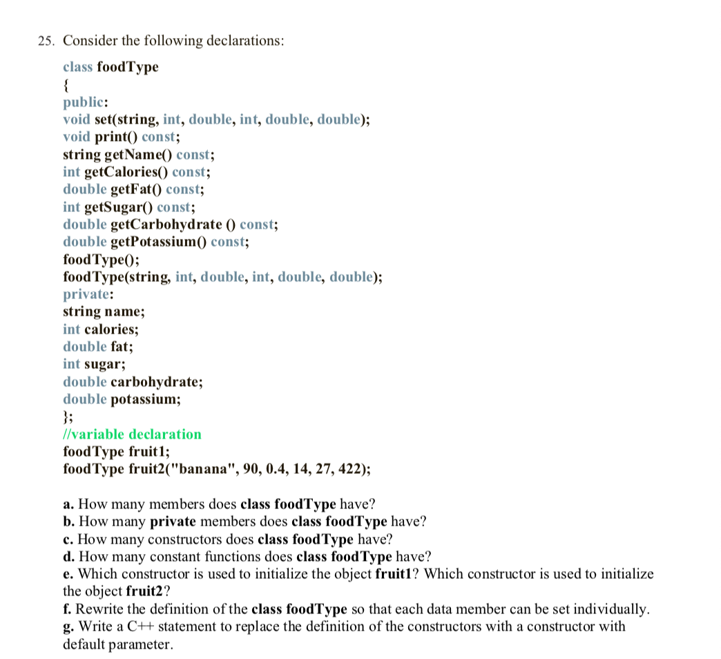 Solved 25 Consider The Following Declarations Class