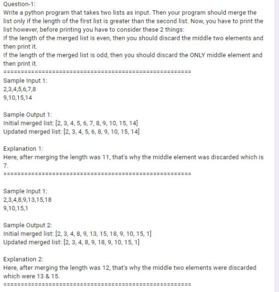 Solved Question-1: Write a python program that takes two | Chegg.com