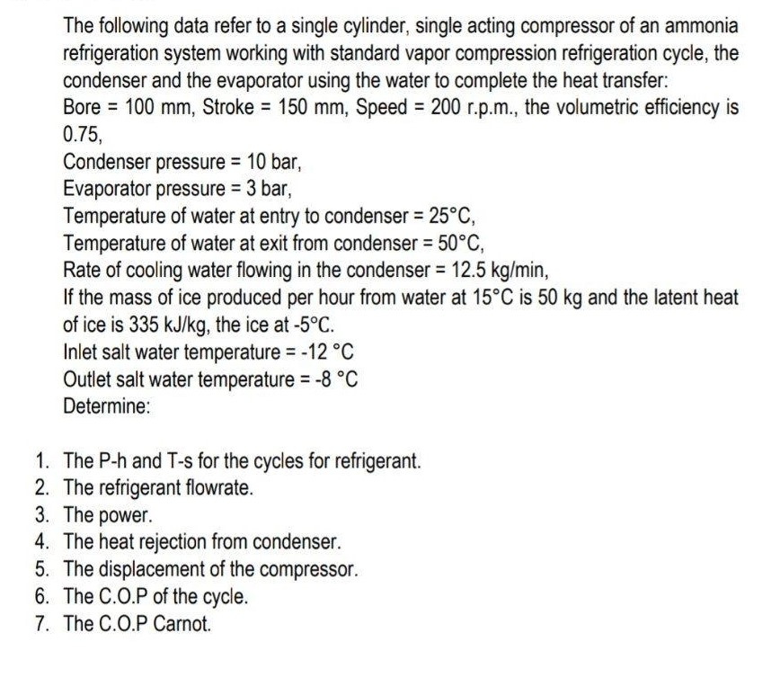 Solved The following data refer to a single cylinder, single | Chegg.com