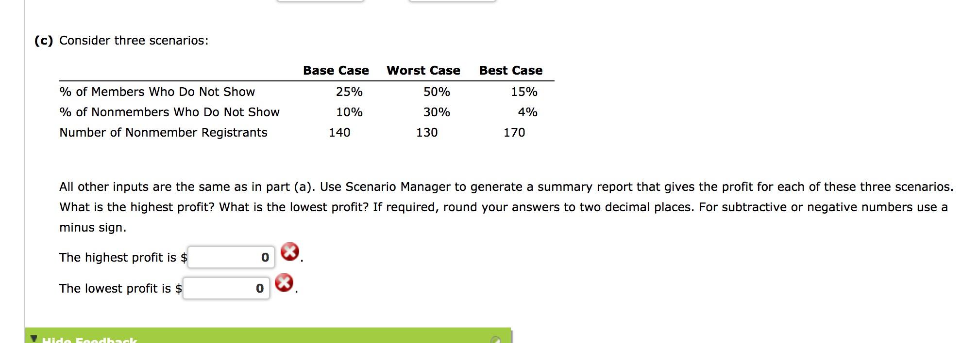 Solved c Consider Three Scenarios Base Case Worst Case Chegg