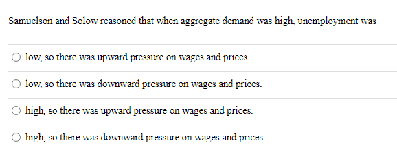 Solved Samuelson and Solow reasoned that when aggregate | Chegg.com