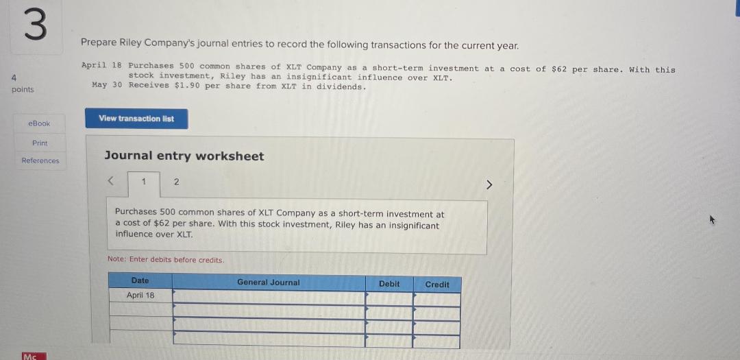 Solved Prepare Riley Company's journal entries to record the | Chegg.com