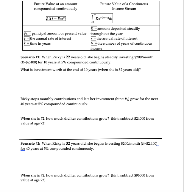 Solved Future Value of an amount compounded continuously | Chegg.com
