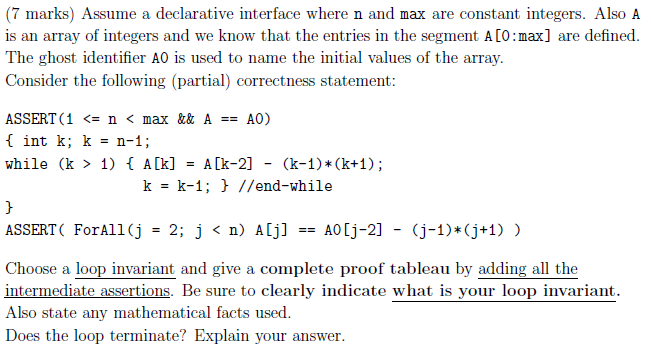 Solved (7 marks) Assume a declarative interface where n and | Chegg.com