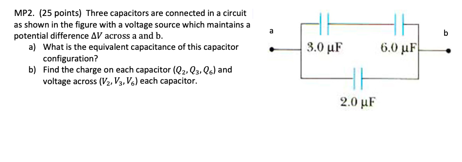 Solved (25 points) Three capacitors are connected in a | Chegg.com