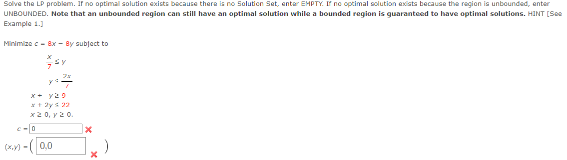 Solved Solve the LP problem. If no optimal solution exists | Chegg.com