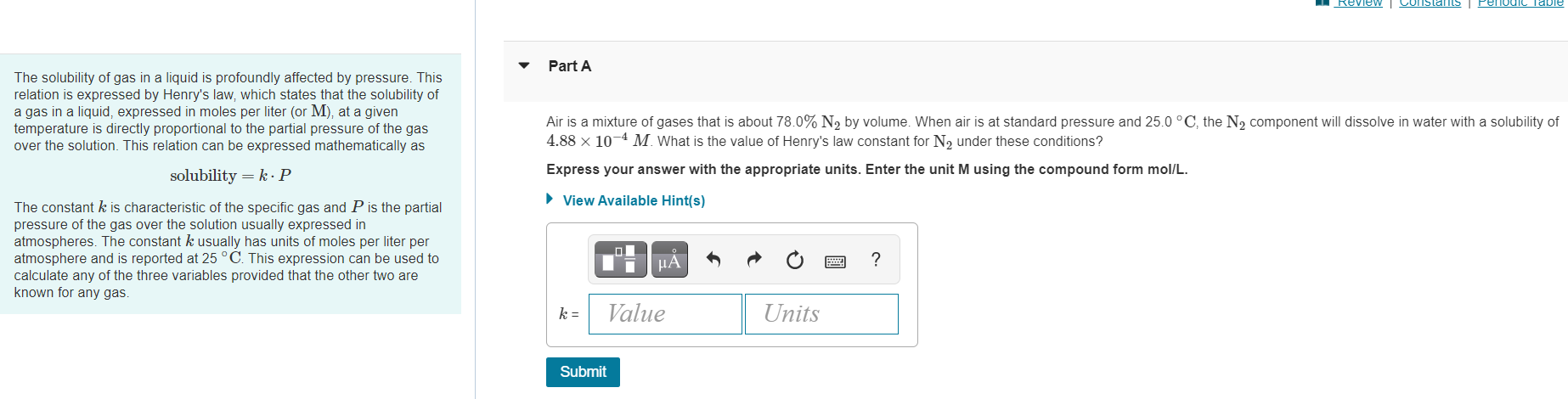 Solved Review Constants Penodic Table Part A The solubility | Chegg.com