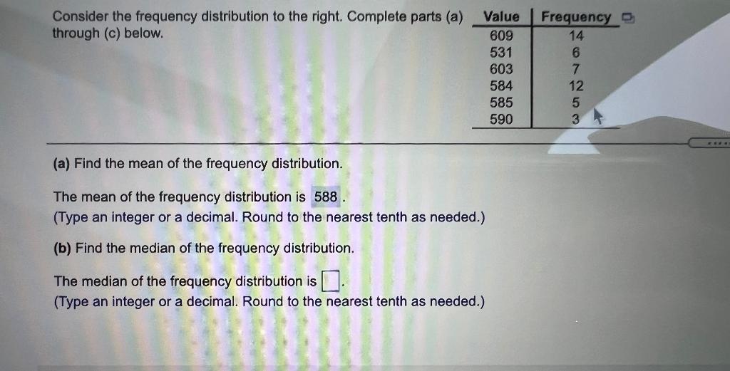 Solved Consider the frequency distribution to the right. | Chegg.com