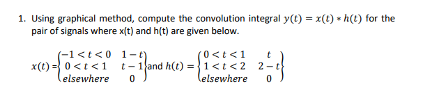 Solved 1. Using graphical method, compute the convolution | Chegg.com Solved 1. Using graphical method, compute the convolution | Chegg.com
