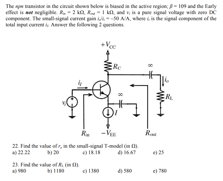 Solved The npn transistor in the circuit shown below is | Chegg.com