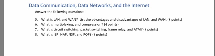 Solved Data Communication, Data Networks, and the Internet | Chegg.com