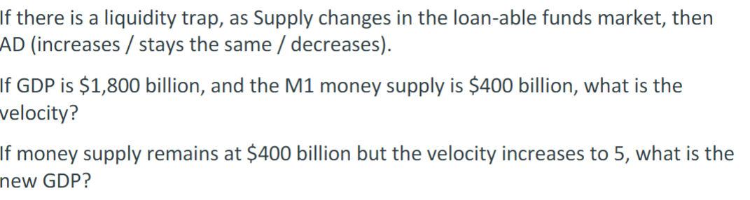 Solved \\( f \\) there is a liquidity trap, as Supply | Chegg.com