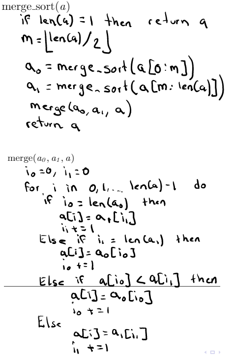 Solved I am trying to implement a merge_sort algorithm in | Chegg.com