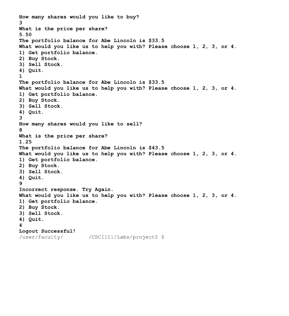 Project 2 Stock Market Program Csci 111 Programming