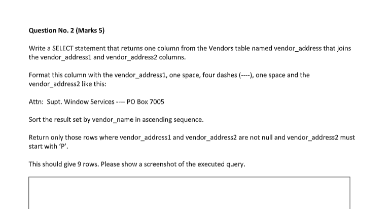Solved Question No 1 Marks 3 Write A Select Statement 8607