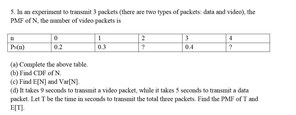 Solved 5. In an experiment to transmit 3 packets (there are | Chegg.com