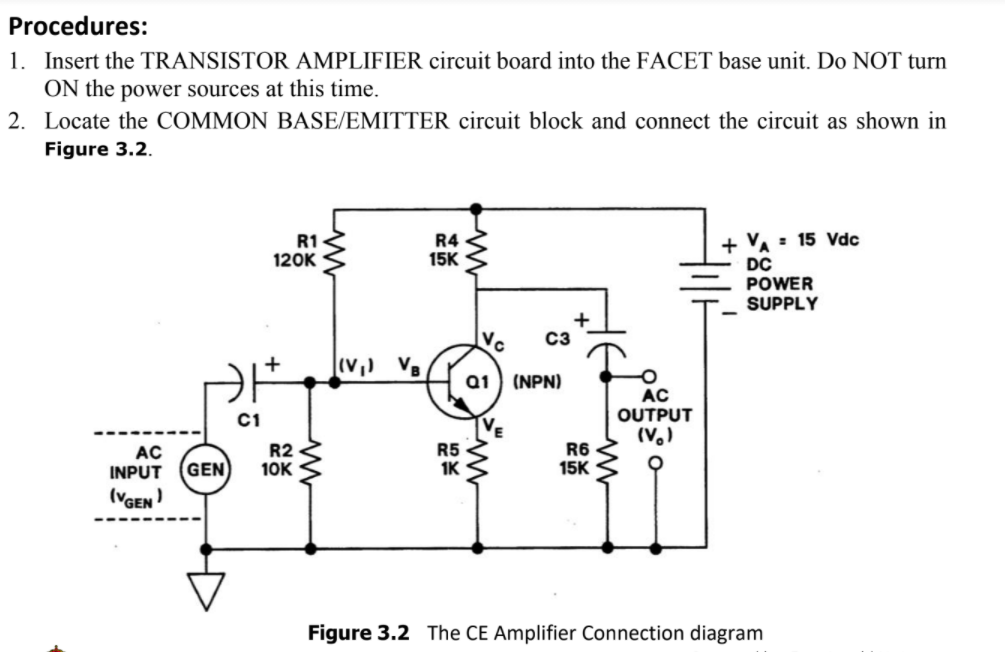 Procedures: 1. Insert the TRANSISTOR AMPLIFIER | Chegg.com
