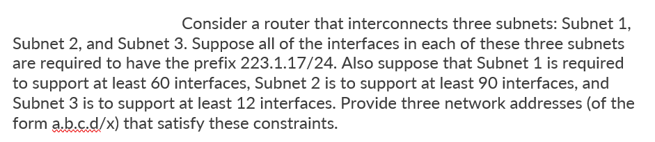Solved Consider a router that interconnects three subnets: | Chegg.com