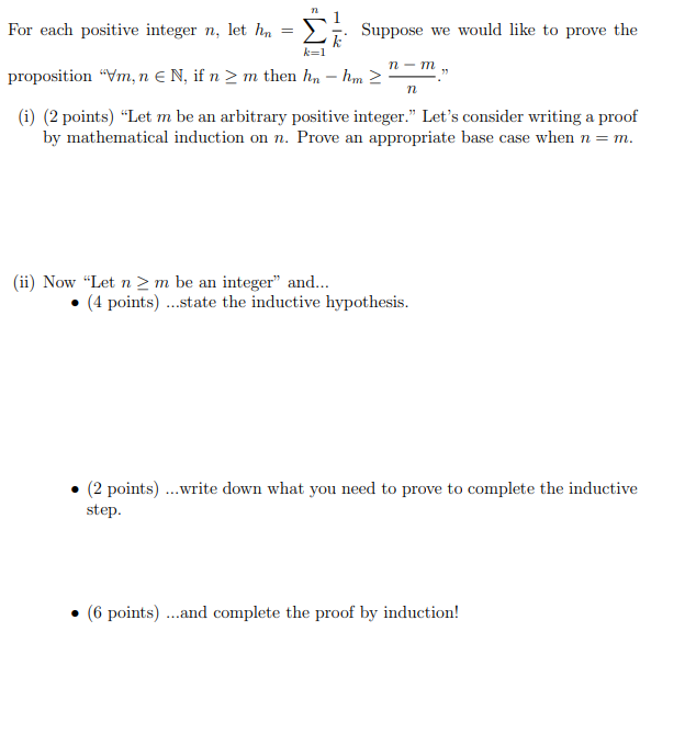 Solved n For each positive integer n, let hn = Suppose we | Chegg.com