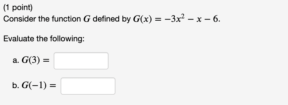 Solved (1 point) Consider the function G defined by | Chegg.com