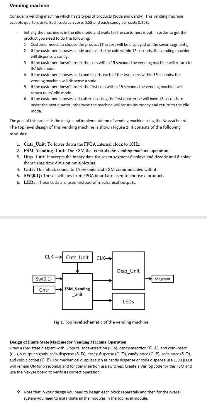 Vending machine Consider a vending machine which has | Chegg.com